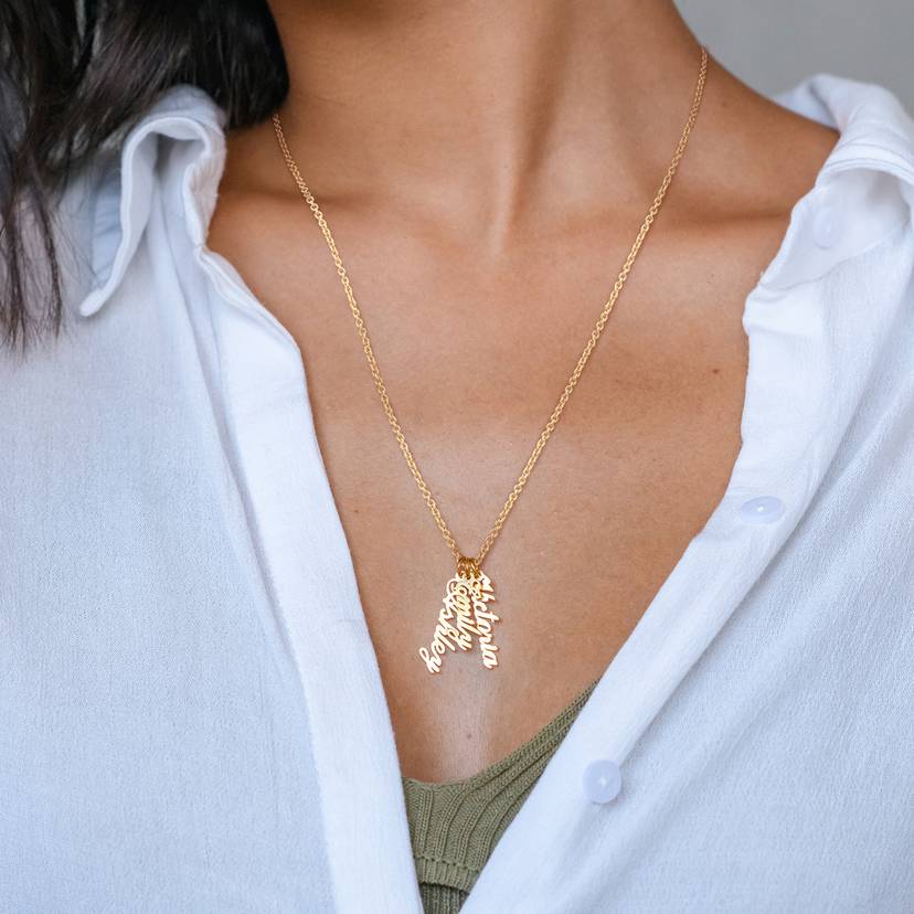 Vertical Name Necklace in 14K Solid Yellow Gold - MYKA