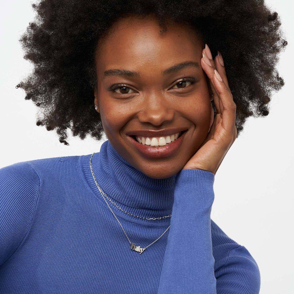 Wednesday Textured Gothic Name Necklace in Sterling Silver - MYKA