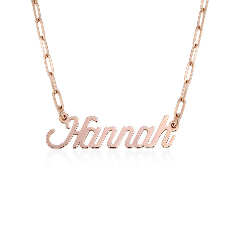 Paperclip Script Name Necklace in 18K Rose Gold Plating - MYKA