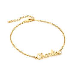 Cursive Name Bracelet with Diamond in 18ct Gold Vermeil | MYKA