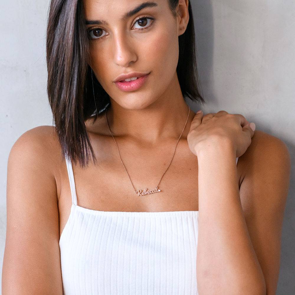 Personalized Cursive Name Necklace with Diamond in 18K Rose Gold ...
