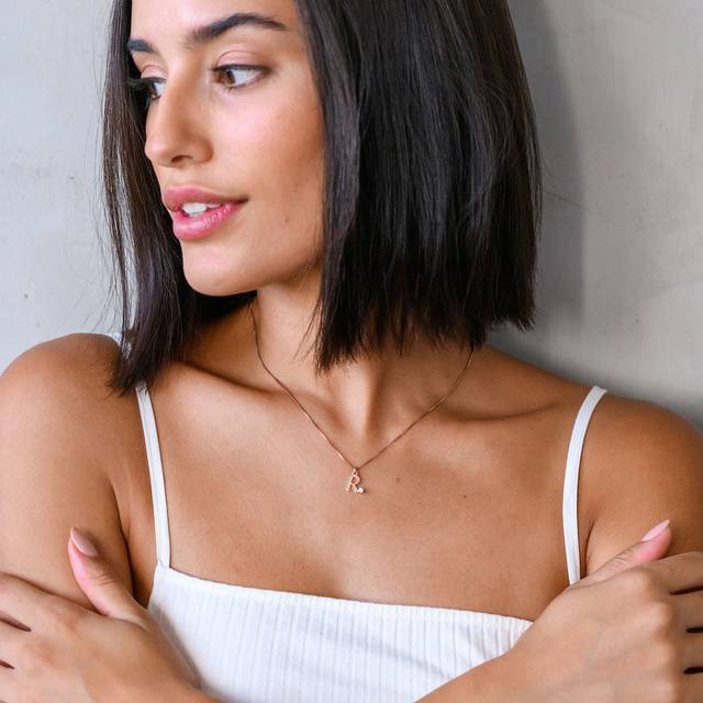 Diamond Initial Necklace in 18ct Rose Gold Plating | MYKA
