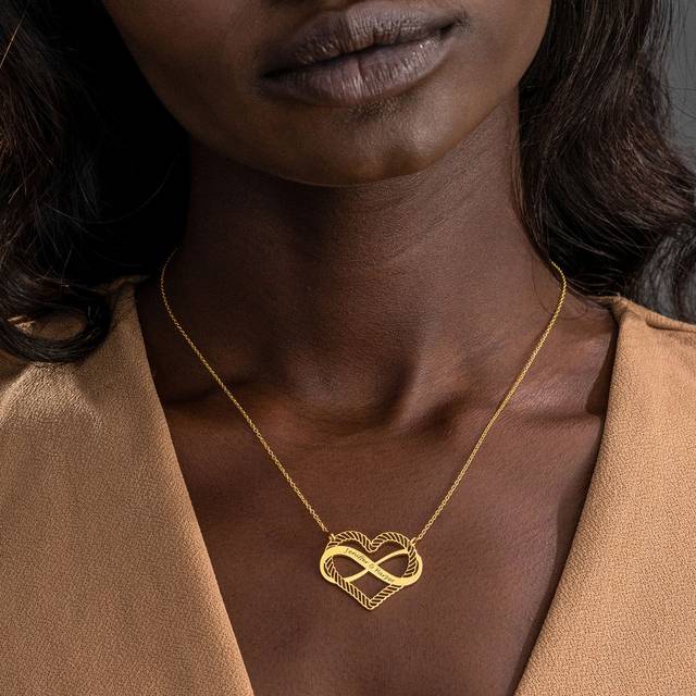 Engraved Heart Infinity Necklace in 18K Gold Plating - MYKA