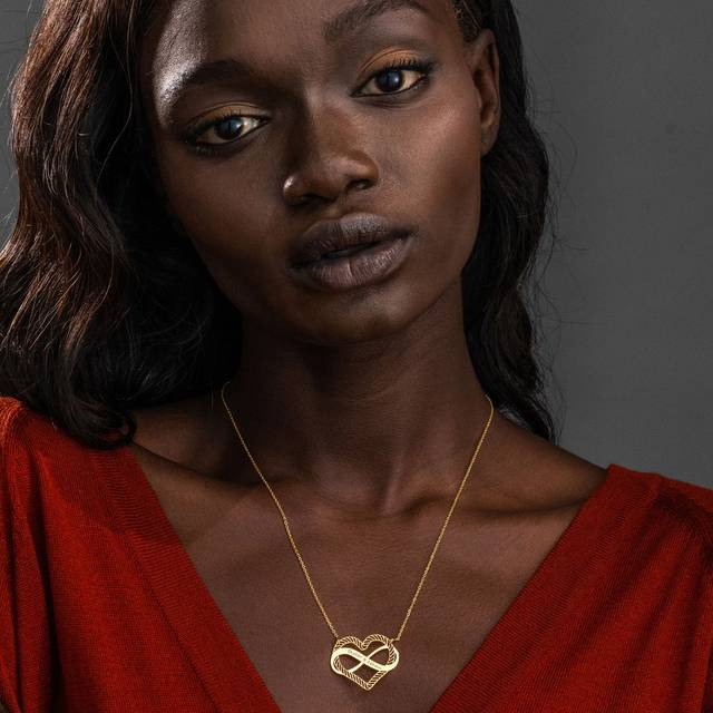 Engraved Heart Infinity Necklace in Gold Vermeil - MYKA