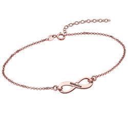 Engraved Infinity Bracelet in 18ct Rose Gold Plating | MYKA