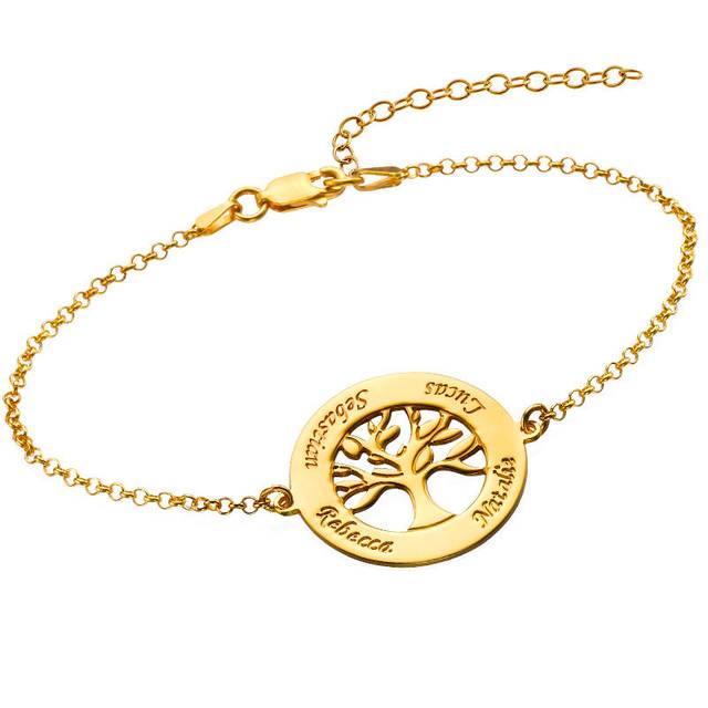 Family Tree Bracelet with Engraving in 18ct Gold Vermeil | MYKA
