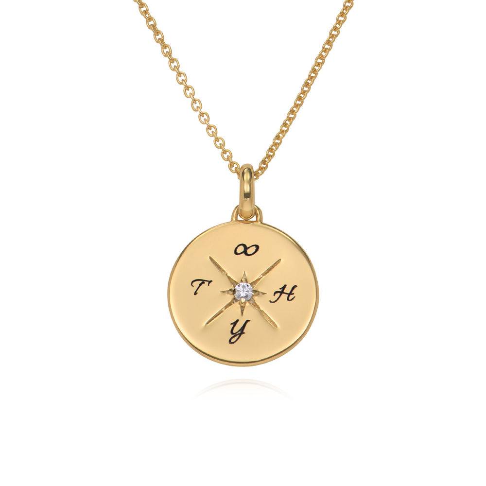 New England Compass Necklace with Cubic Zirconia in 18K Gold Plating - MYKA