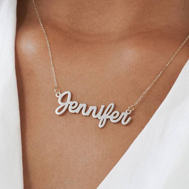 Personalised Cursive Name Necklace in 10ct Solid White Gold | MYKA
