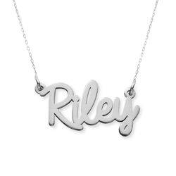 Collar con Nombre Cursivo en Oro Blanco de 14K | MYKA
