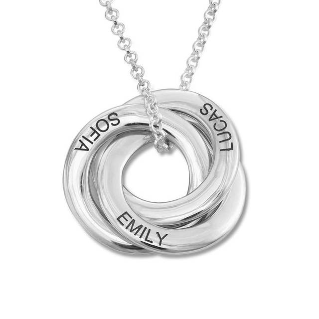 Russian Ring Necklace in 3D Curved Design in Sterling Silver - MYKA