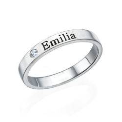 Stackable Diamond Name Ring in Sterling Silver | MYKA