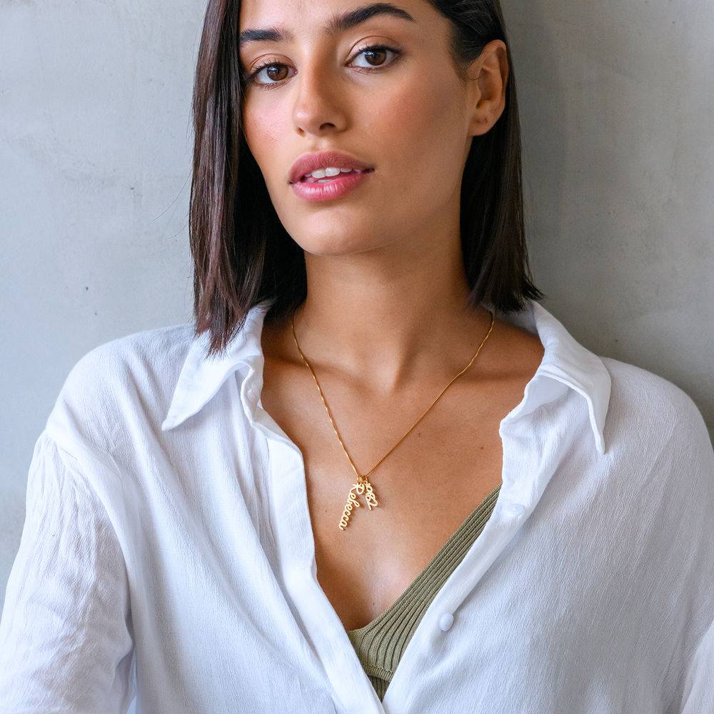 Vertical Cursive Name Necklace in 18ct Gold Vermeil - MYKA
