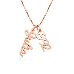 Vertical Cursive Name Necklace in 18K Rose Gold Plating - MYKA