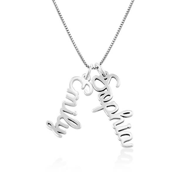 Vertical Cursive Name Necklace in Sterling Silver - MYKA