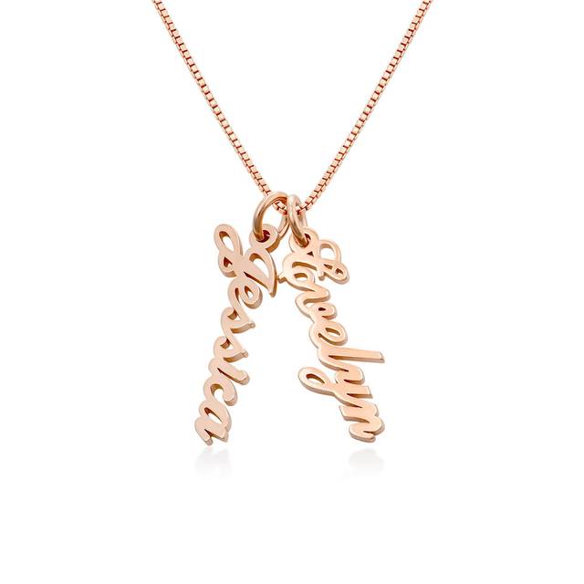Vertical Name Necklace in 18K Rose Gold Plating - MYKA